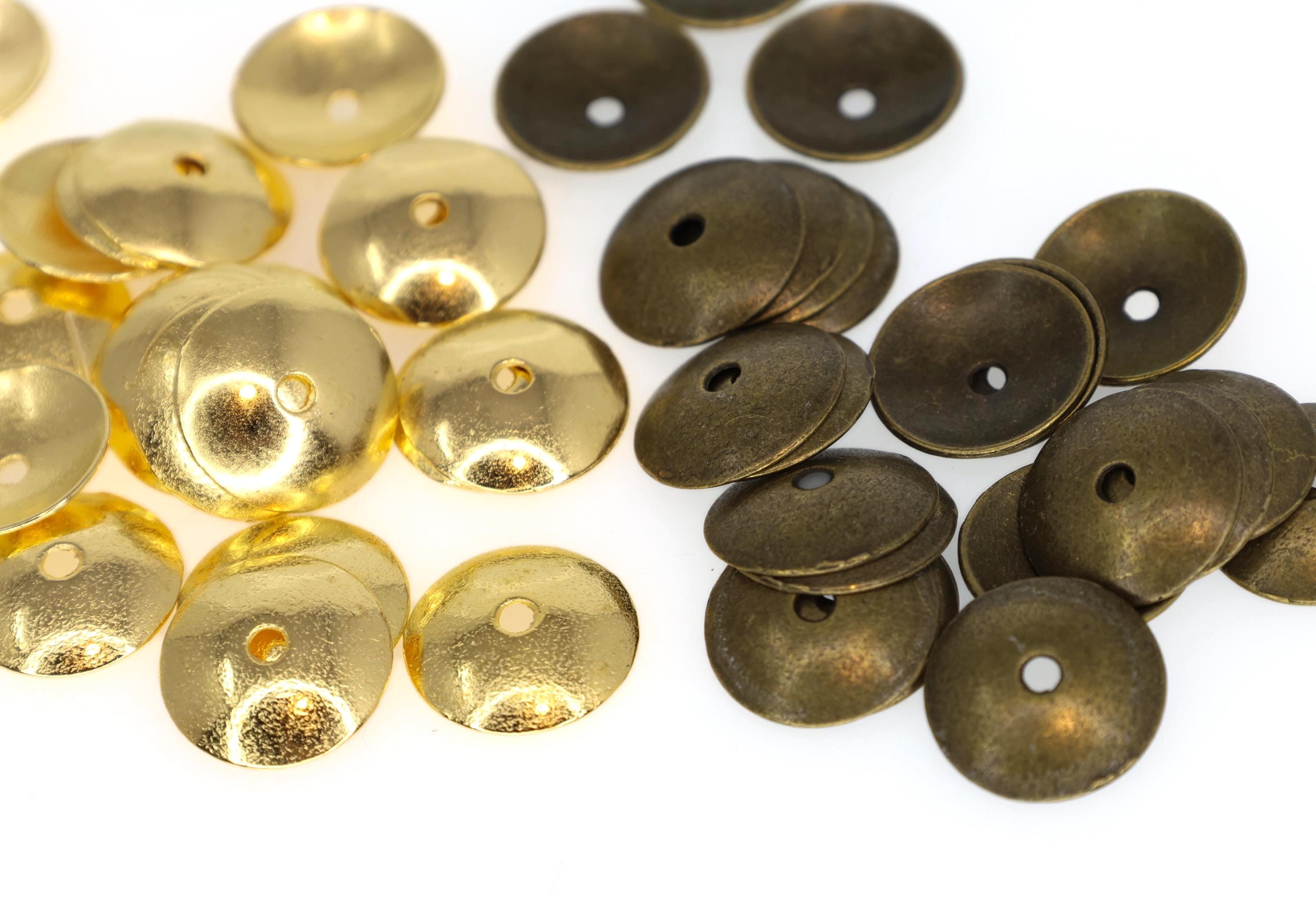 Antique Gold or Bronze Dome Bead Caps Large Spacer Caps Jewelry Making ...