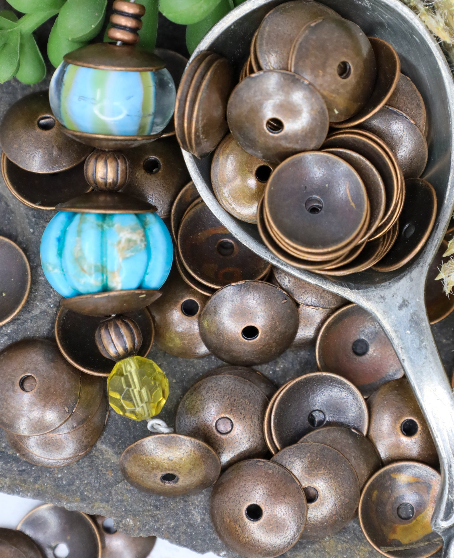 Oversized Large Copper Bead Caps, Copper Spacer Beads, Flat Bead Cap ...