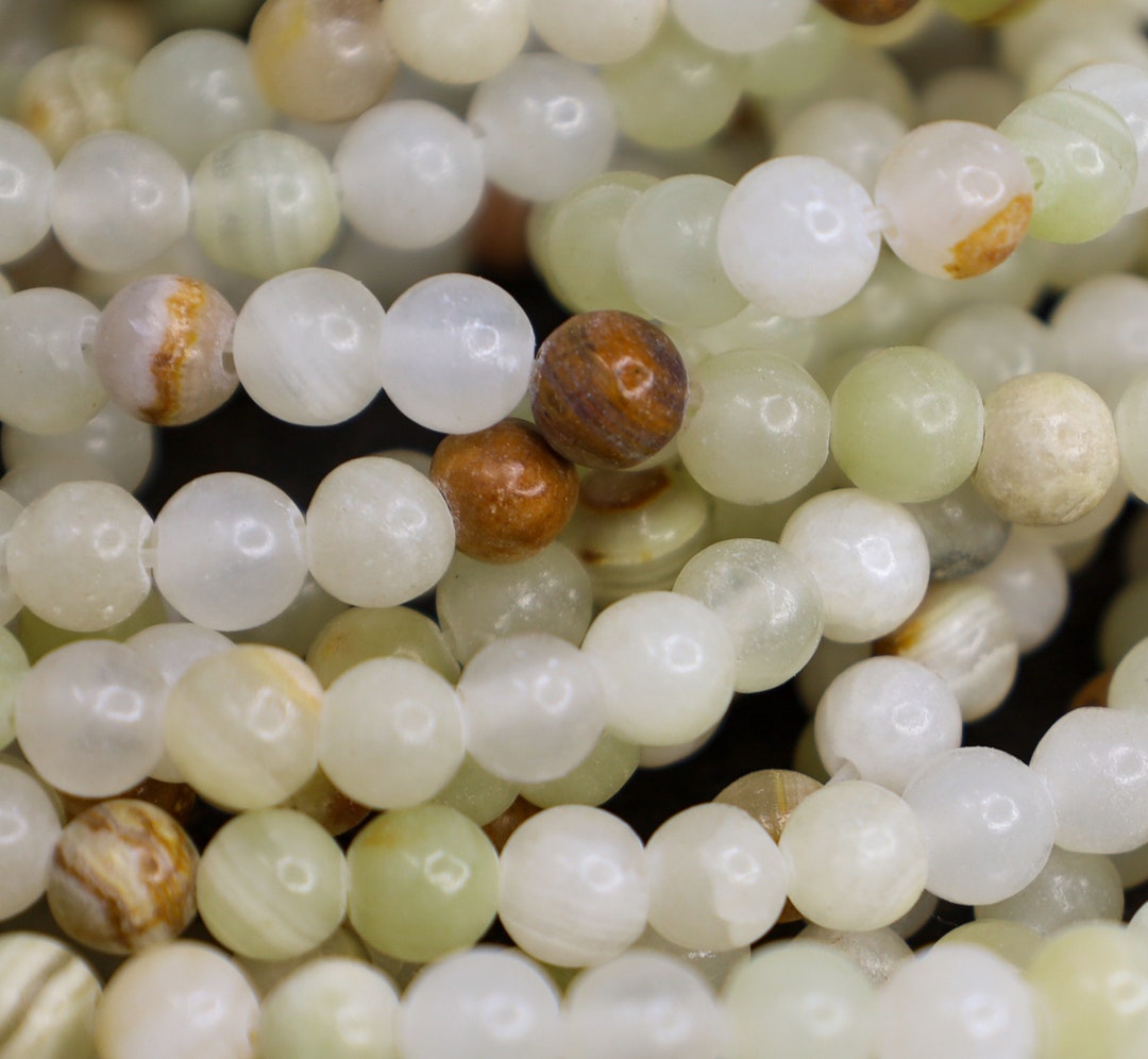 Natural Flower Jade 6mm - High Quality Round-full Strand 15.5 Inch ...