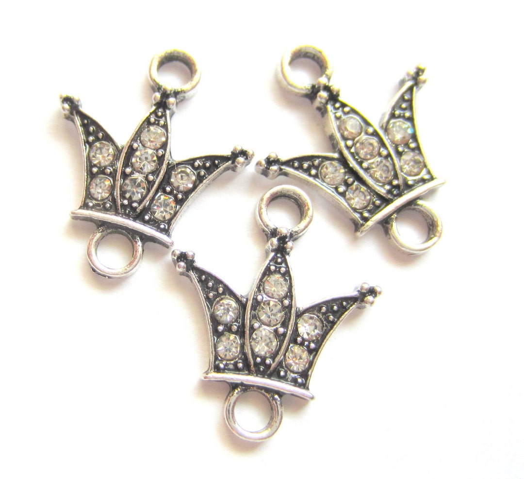 6 Princess Crown Connector Jewelry Antique Silver 19x20x4mm - Etsy