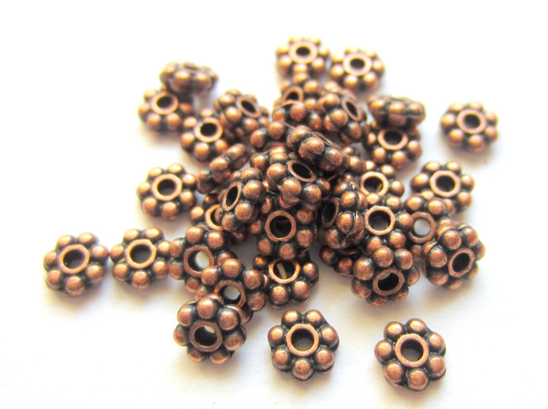 Antique Copper Spacer Beads, 4x1mm Round Alloy Beads for Jewelry Making ...