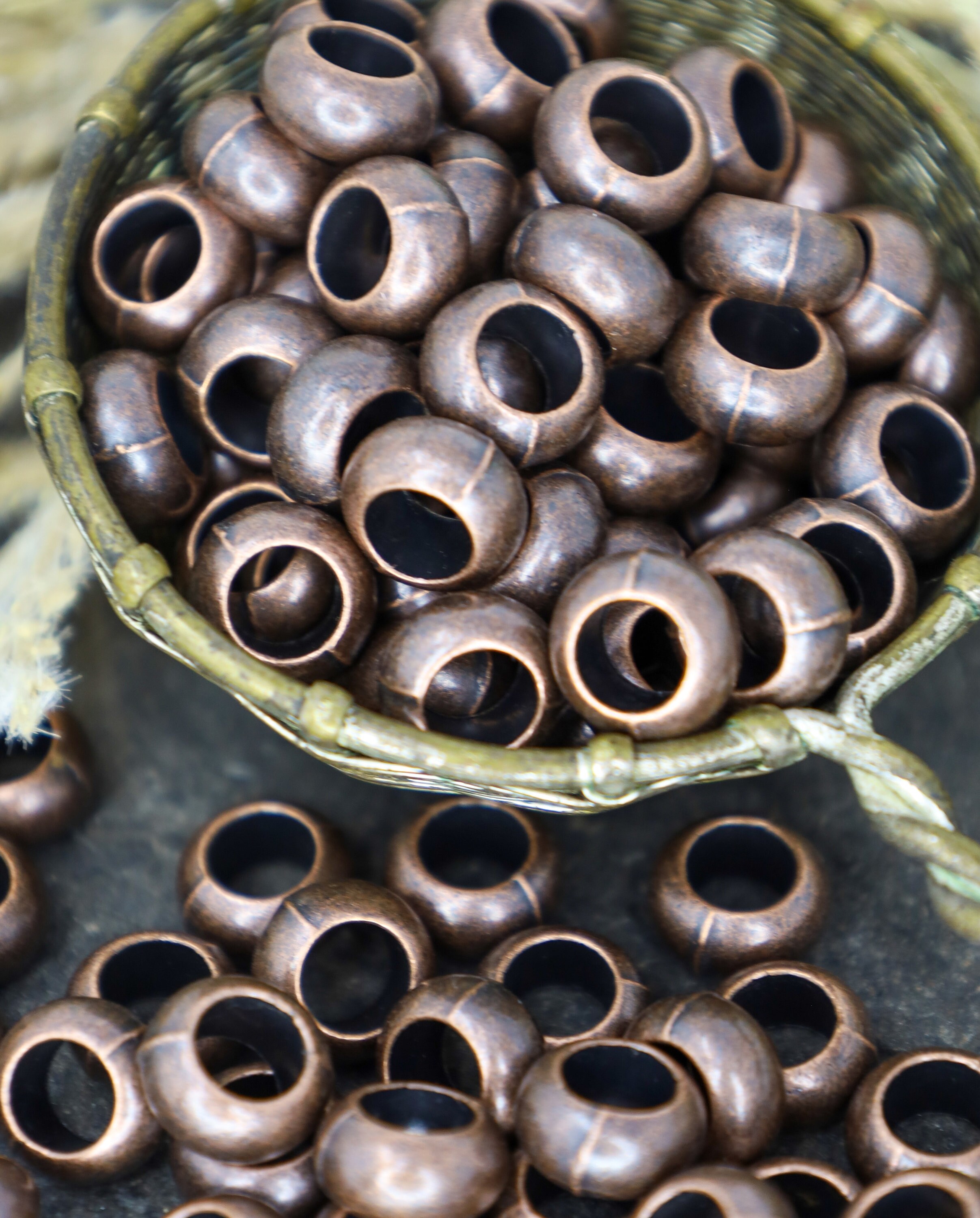 Red Copper Connector Circle Beads, Copper Metal Beads, Large Hole Beads ...