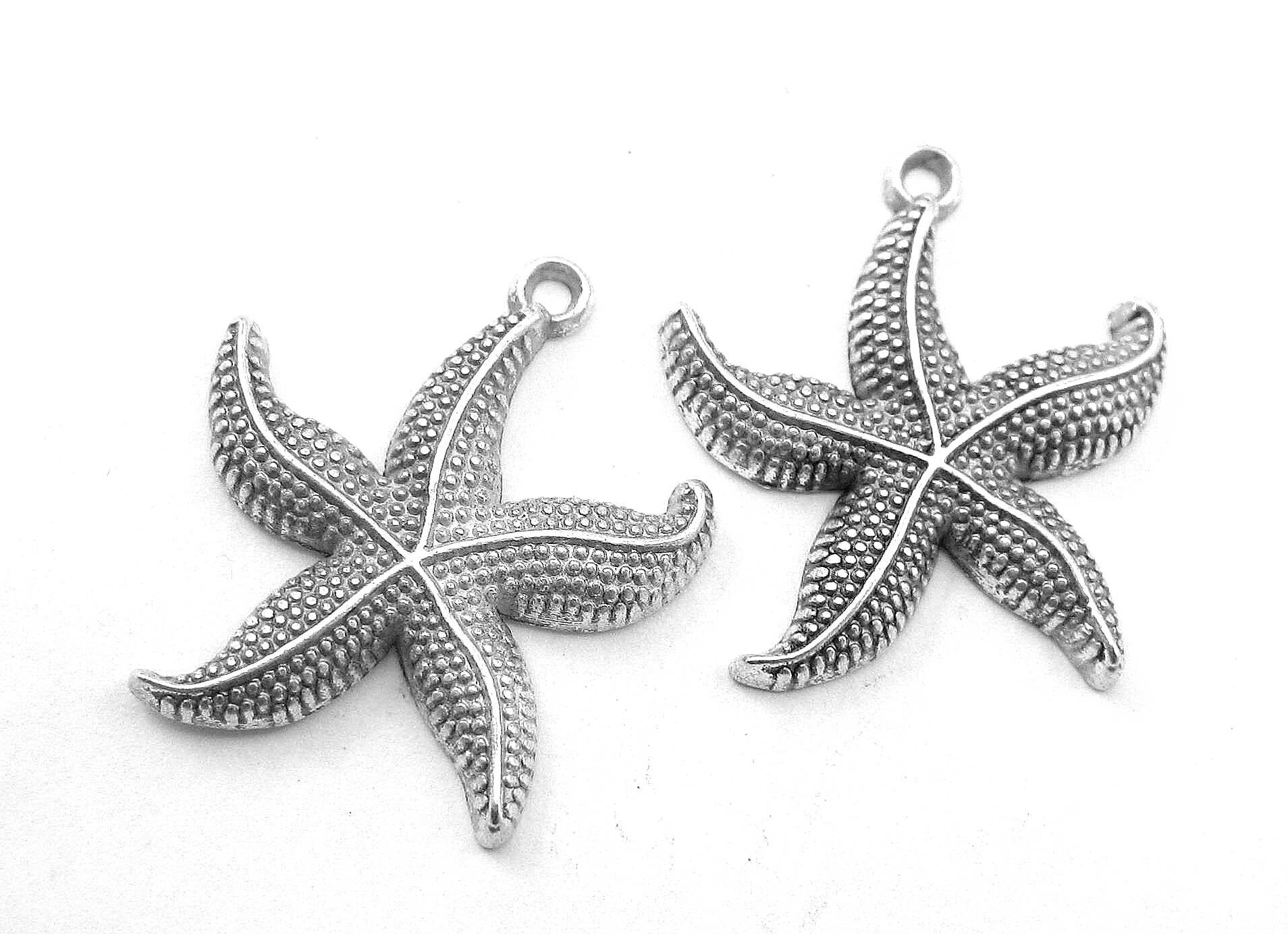 Silver starfish charms jewelry supply 10 earring dangles | Etsy