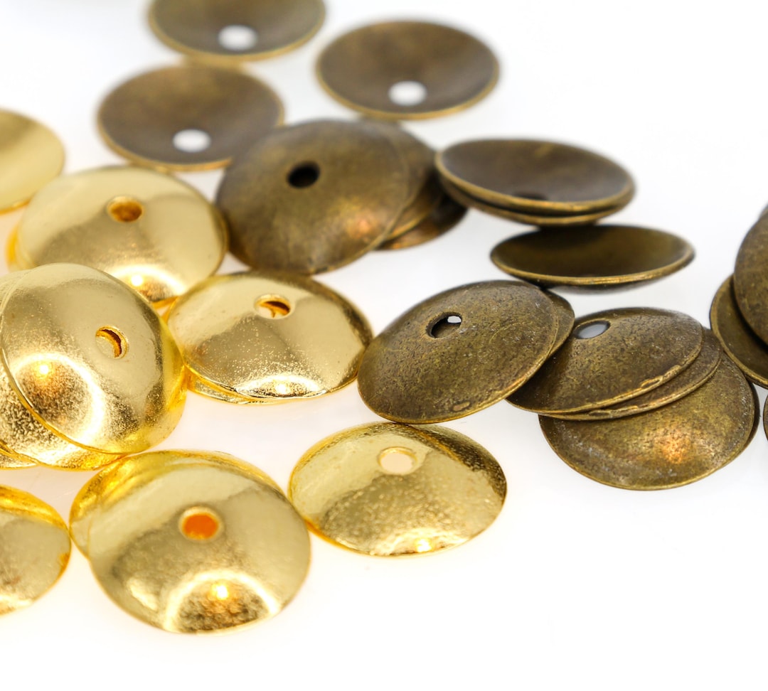 Antique Gold or Bronze Dome Bead Caps Large Spacer Caps Jewelry Making ...