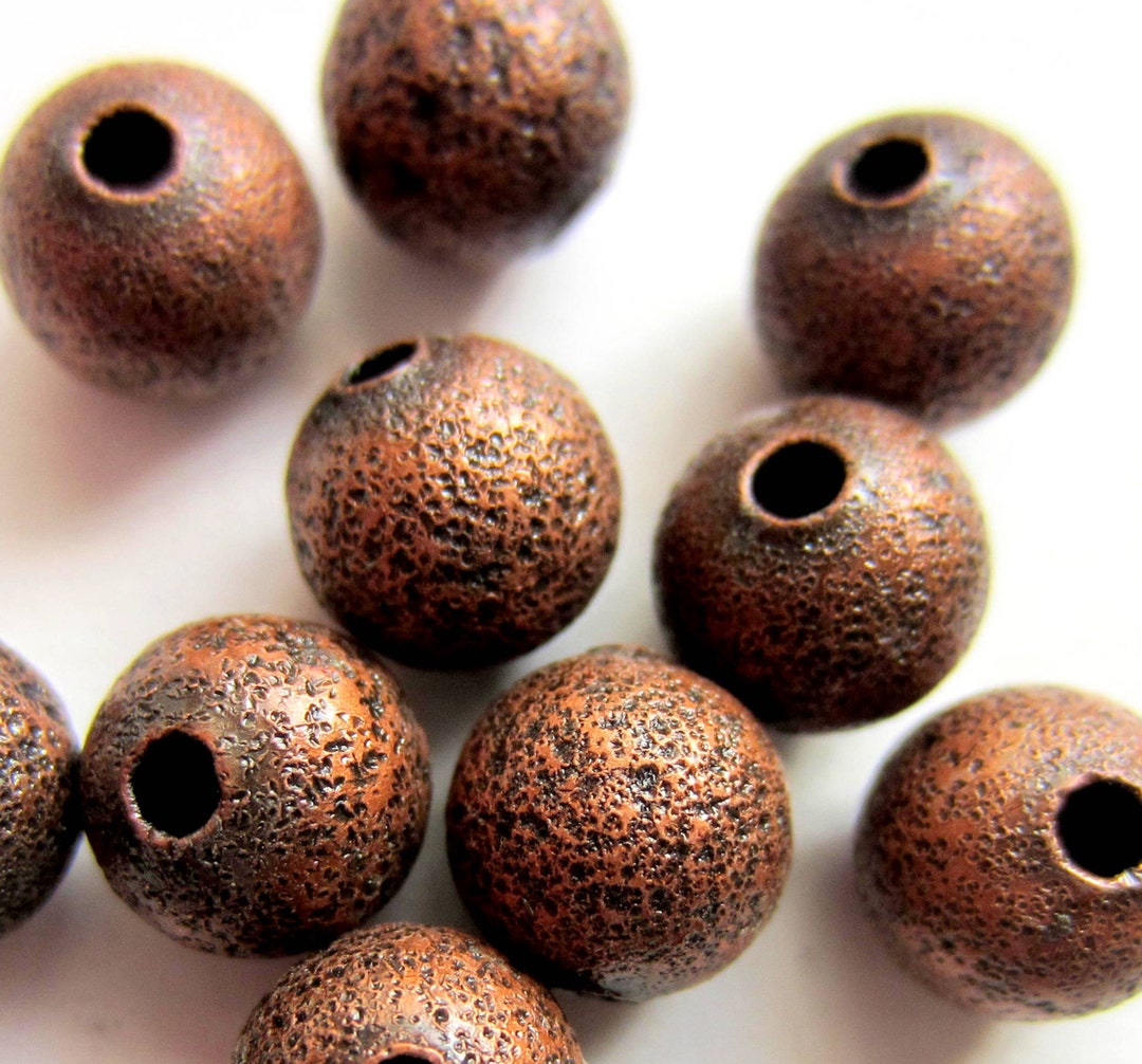 Round Red Copper Textured Beads, Copper Spacer Beads, Metal Spacer ...
