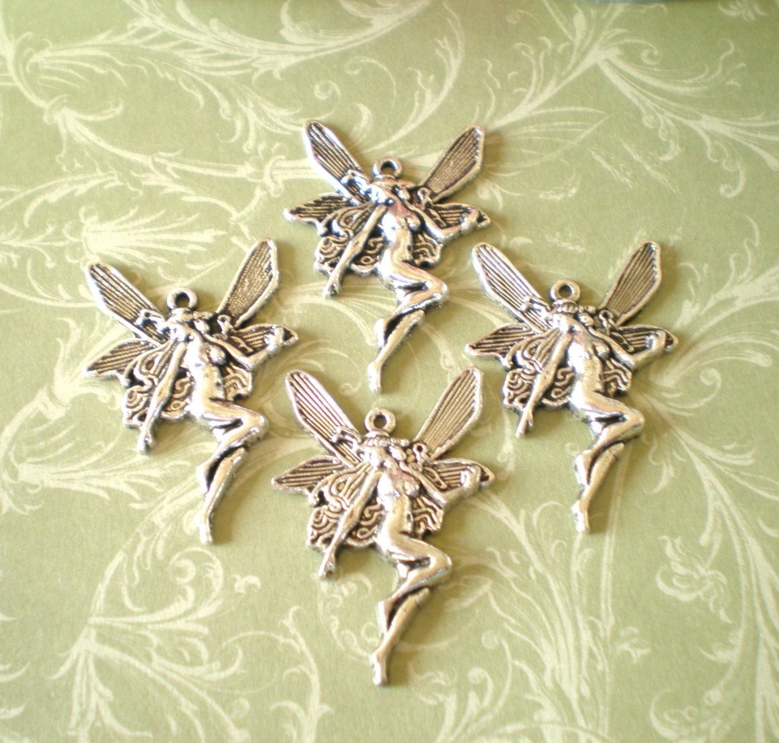 6 Silver Fairy Charms Jewelry Craft Supplies 30x44mm - Etsy