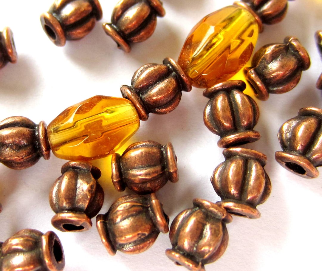 Antique Copper Beads Exotic Metal Spacer Jewelry Supply 4mm X 6mm No ...