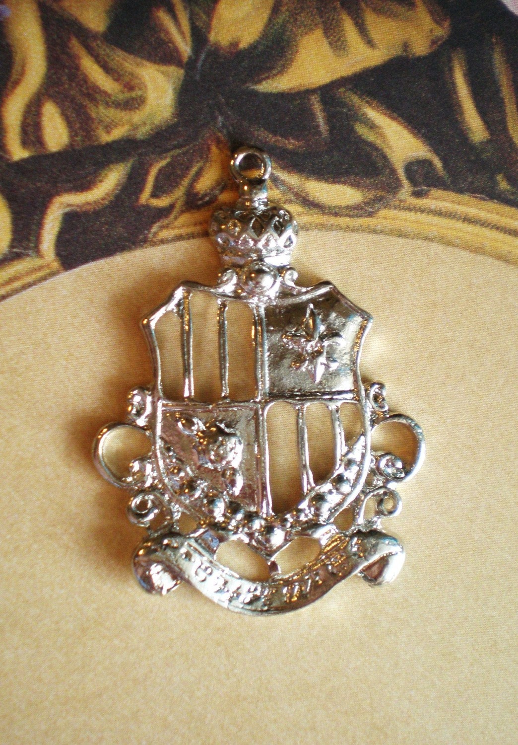 4 Royal Crest Charms Silver Jewelry Supplies 32mm 42mm - Etsy