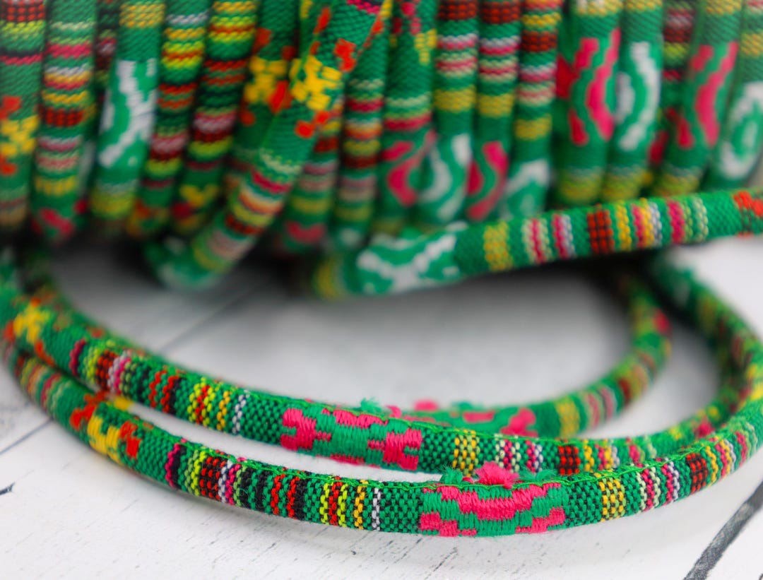 Mixed Color Ethnic Cotton Cord, Textile Wrap Cord, Patterned Cotton ...