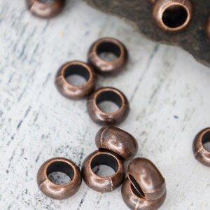 Red Copper Connector Circle Beads, Copper Metal Beads, Large Hole Beads ...