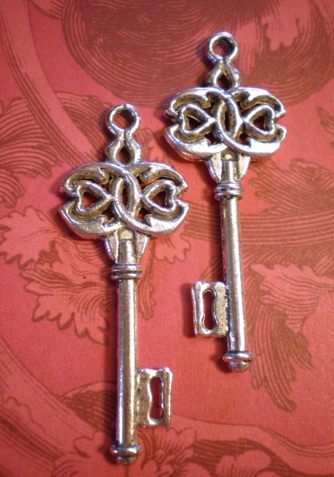 Antique Silver Skeleton Key Charms, Victorian Style Alloy Pendants for ...