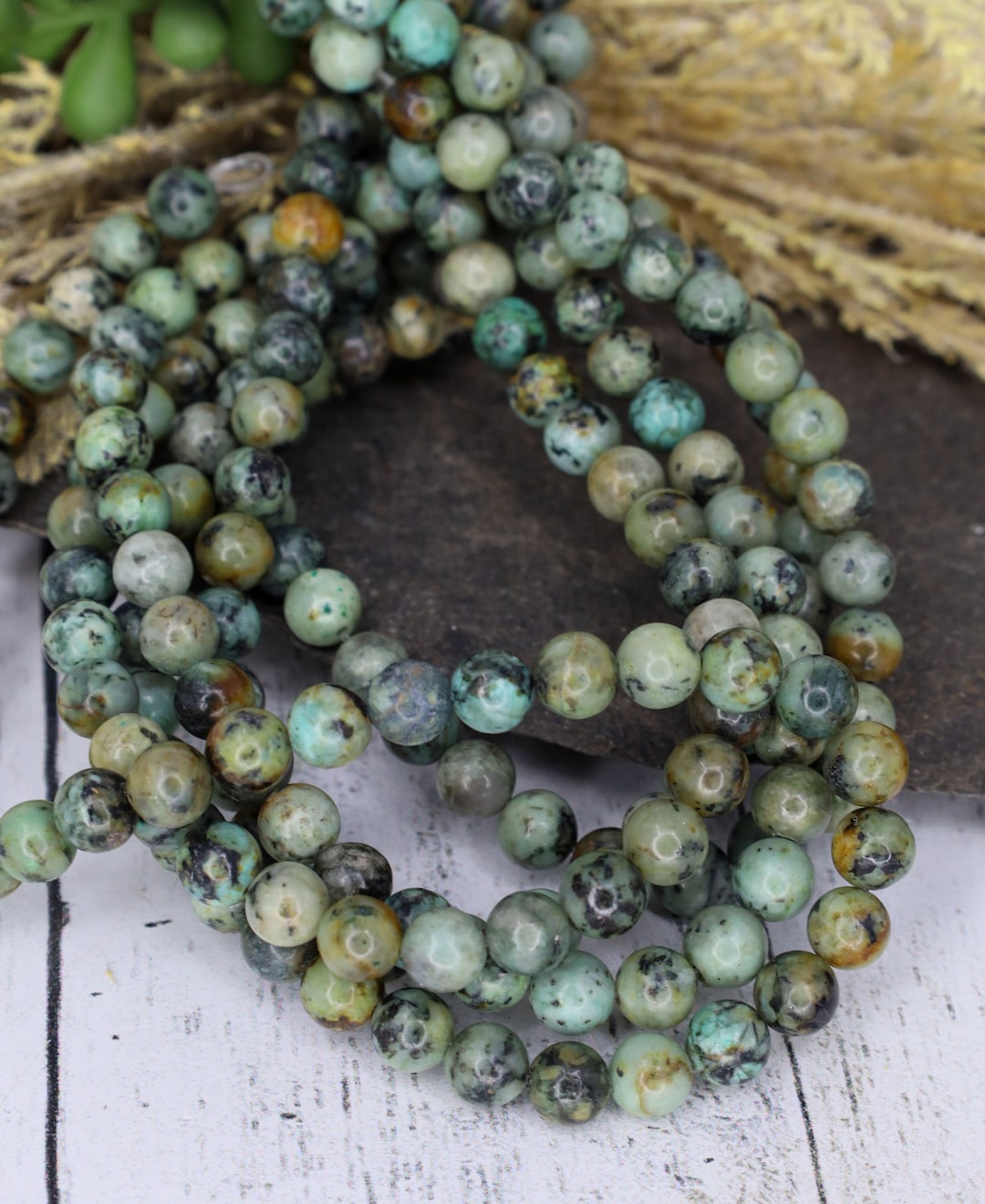 Natural African Turquoise (jasper), Round Jasper Beads, Natural ...