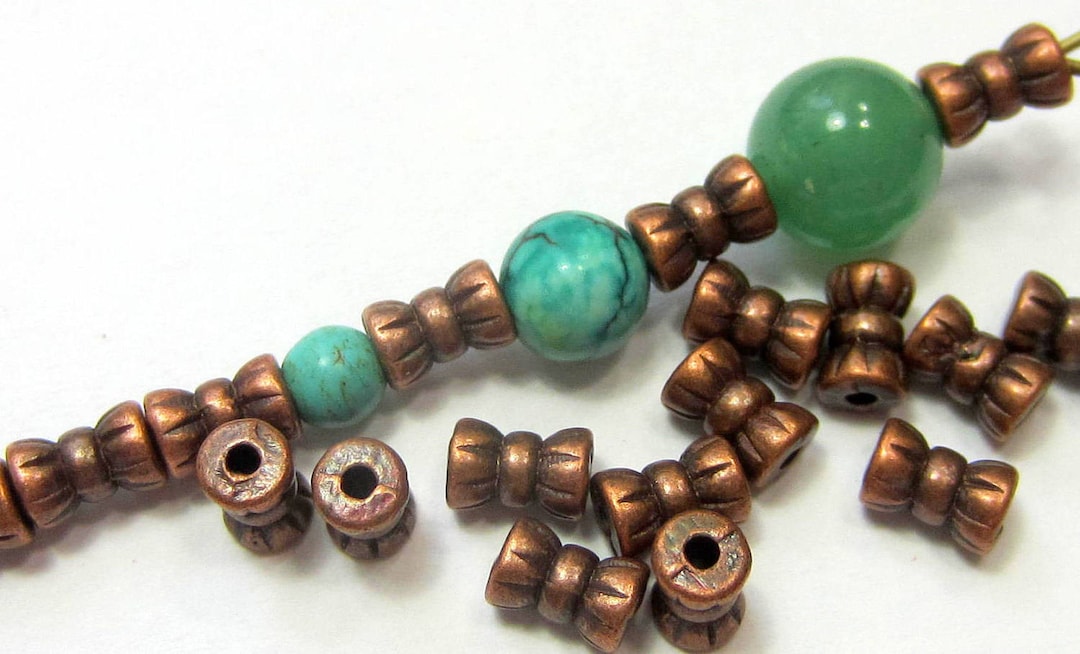 Antique Red Copper Bead Spacers Jewelry Making Supplies Double Bead ...