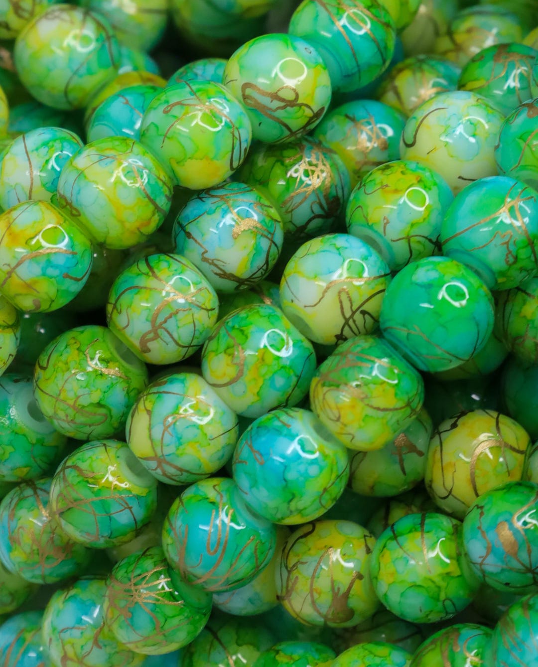 Lime Green Glass Beads, Round Baking Painted Drawbench Strands, 4–4.5mm ...