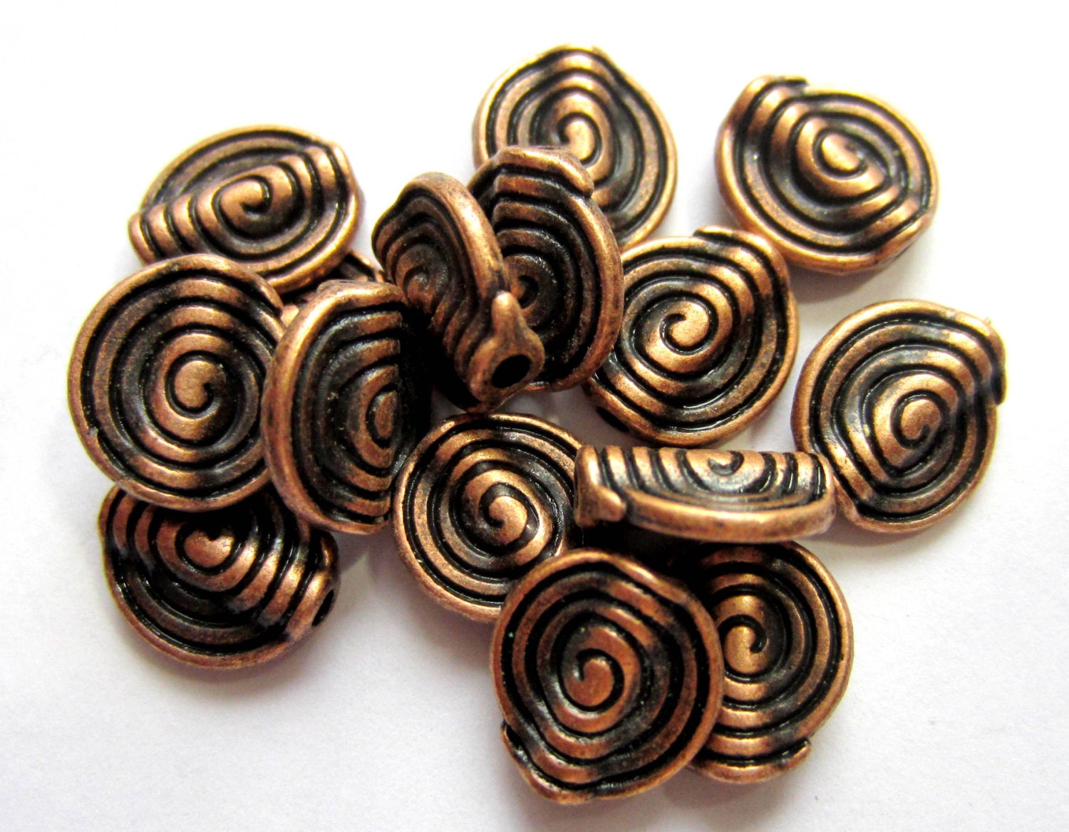 16 Copper beads swirl pattern focals antique copper jewelry | Etsy