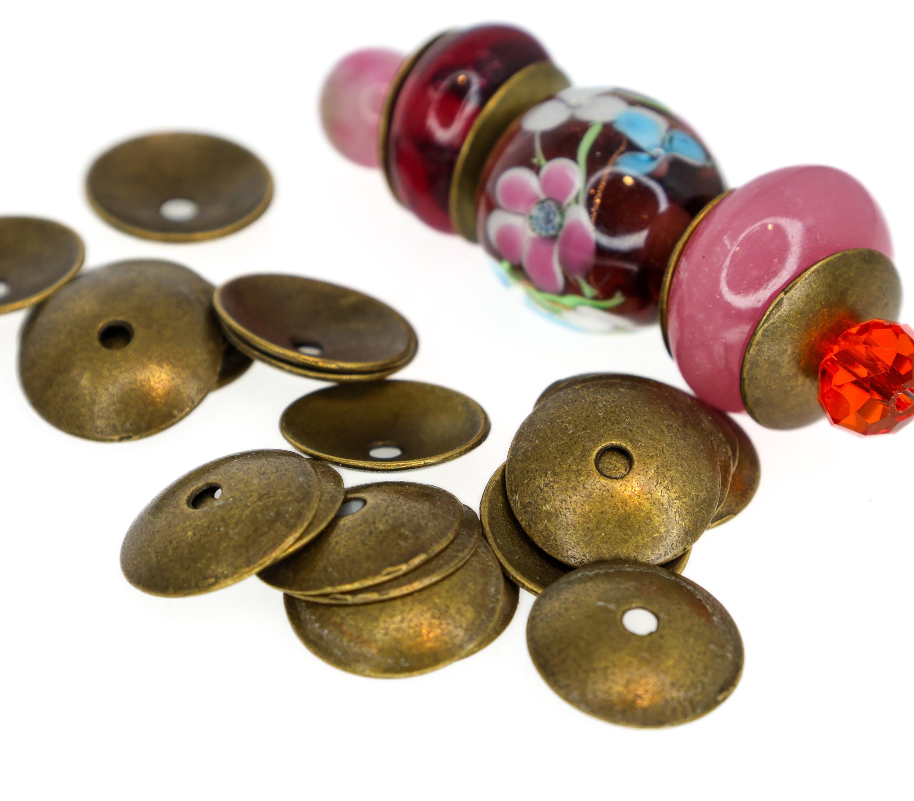 Antique Gold or Bronze Dome Bead Caps Large Spacer Caps Jewelry Making ...