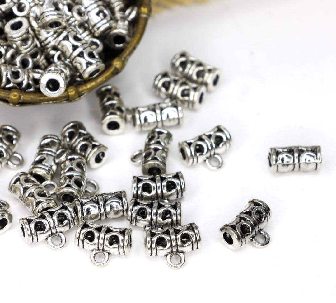 Silver Bead Hangers Metal Boho Jewelry Charm Hangers Dreadlock Charm 11 ...