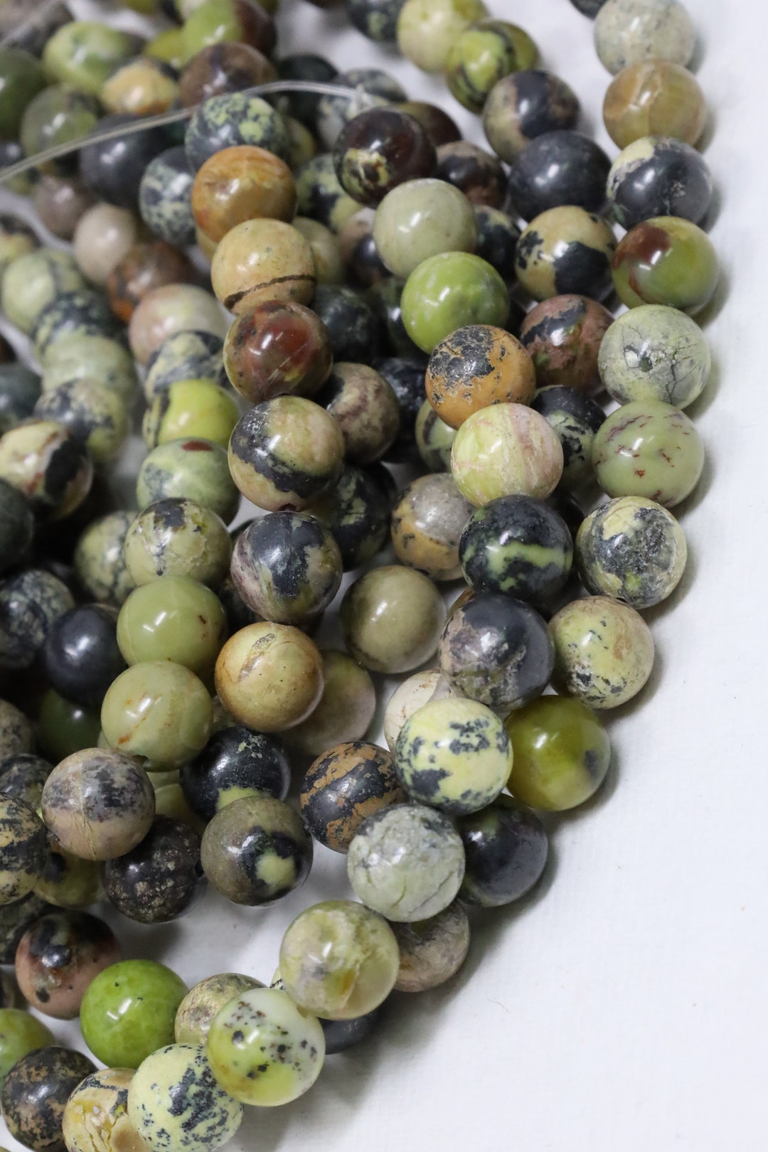 Green Jade Beads, Polished Round Natural Gemstone Rounds With Smooth ...