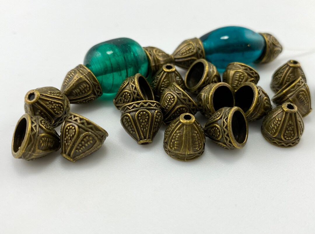 24 Antique Bronze Bead Caps - Tibetan Style Bead Caps, Lead Free ...