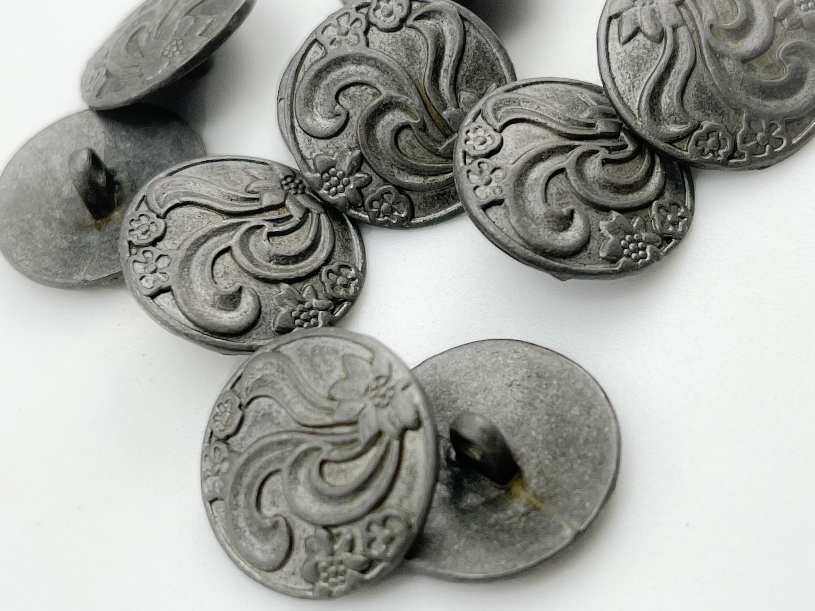 Metal Shank Buttons Antique Silver Dome Engraved Button 20mm - Etsy