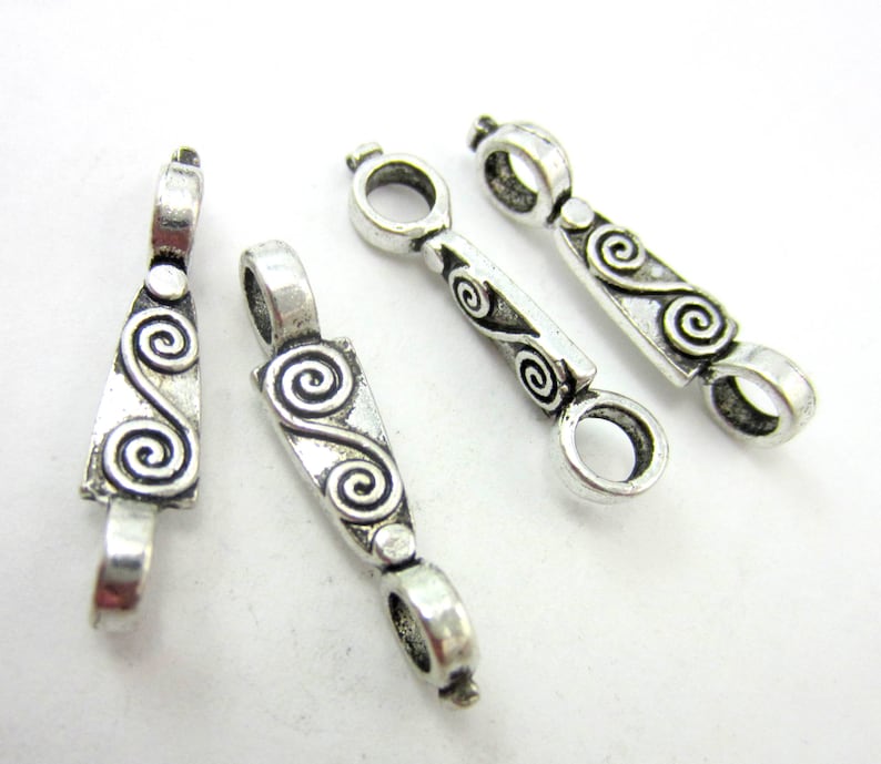 16 Silver Jewelry Connectors 29mm x 6mm swirl ethnic silver | Etsy
