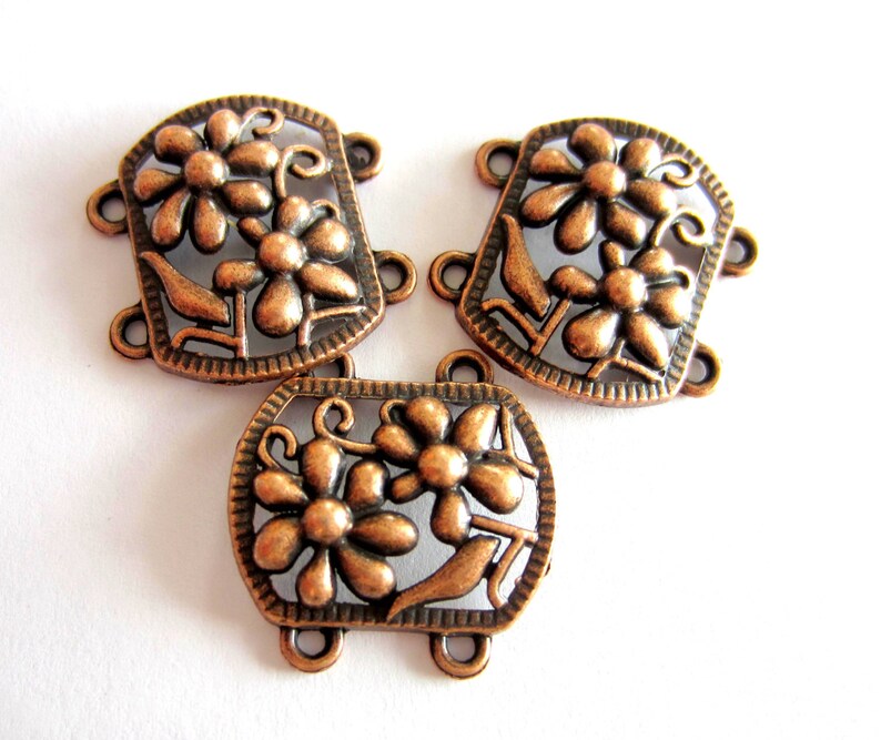 10 Antique Copper Jewelry Connectors Links Double Loops - Etsy