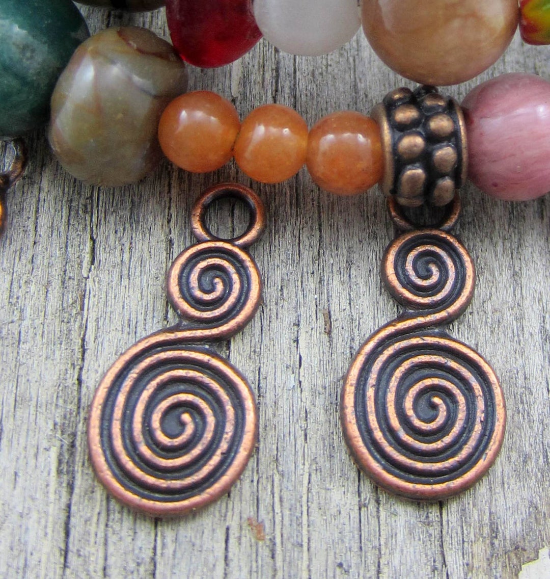 Copper Swirl Pendants Jewelry Making Charms Ethnic Double Sided Charms ...