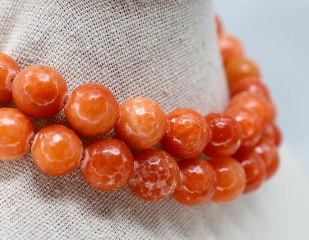 Burnt Orange Faceted Natural Dyed Jade Beads - Jade Spacer Beads ...