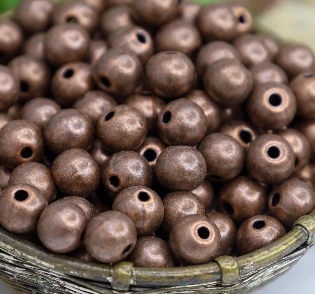 Red Copper Smooth Spacer Beads – Textured Metal Beads, Round Copper ...