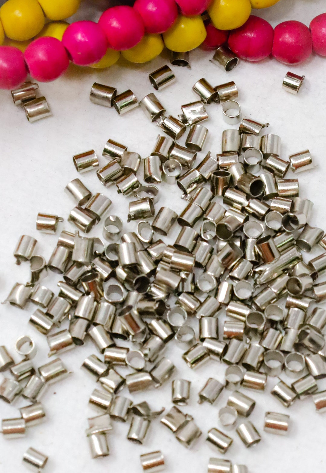 50 Platinum Tube Crimp Beads, Brass Crimp Beads, Tube Beads - Etsy