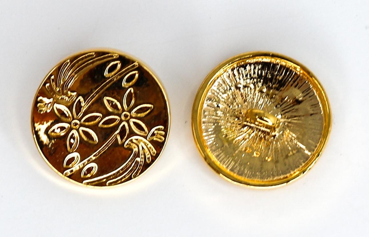 Gold Flat Round Shank Buttons, Polished 18K Gold Finish Buttons ...