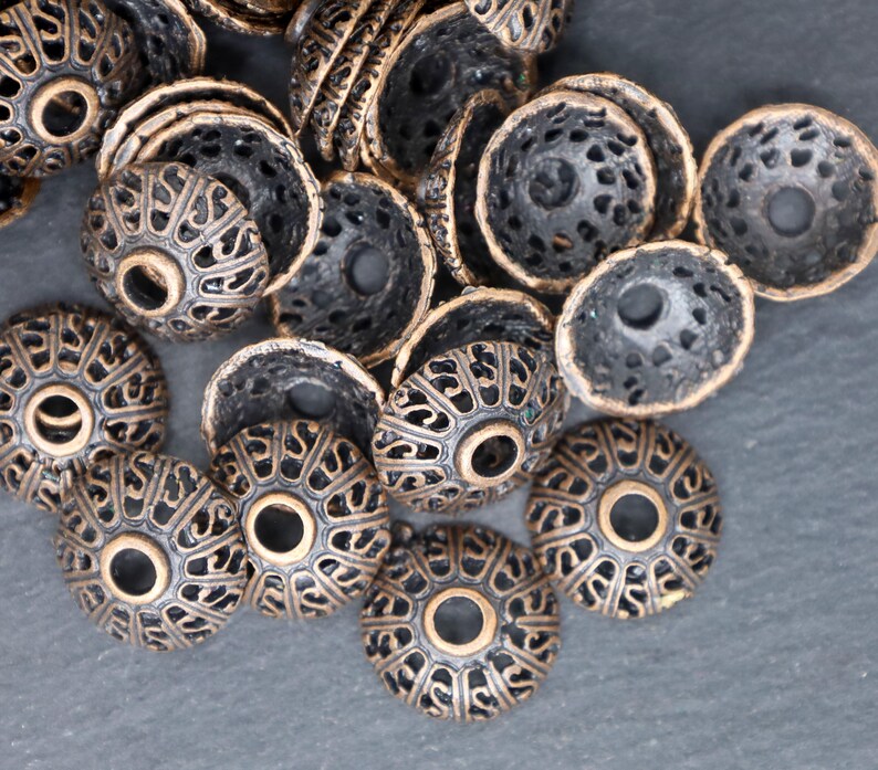 Red Copper Filigree Bead Caps - Filigree Jewelry Supplies - Copper ...