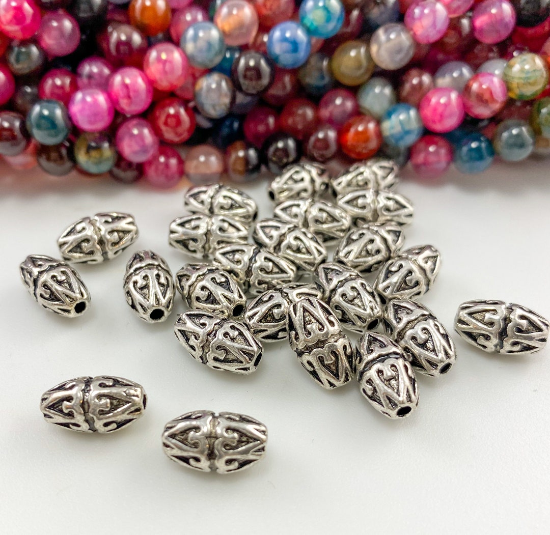 Antique Silver Filigree Bicone Beads Jewelry Making Supply Silver Cone ...