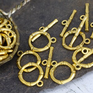 12 Gold T Bar Toggles, Goldbamboo OT Toggle Clasps Connectors for ...