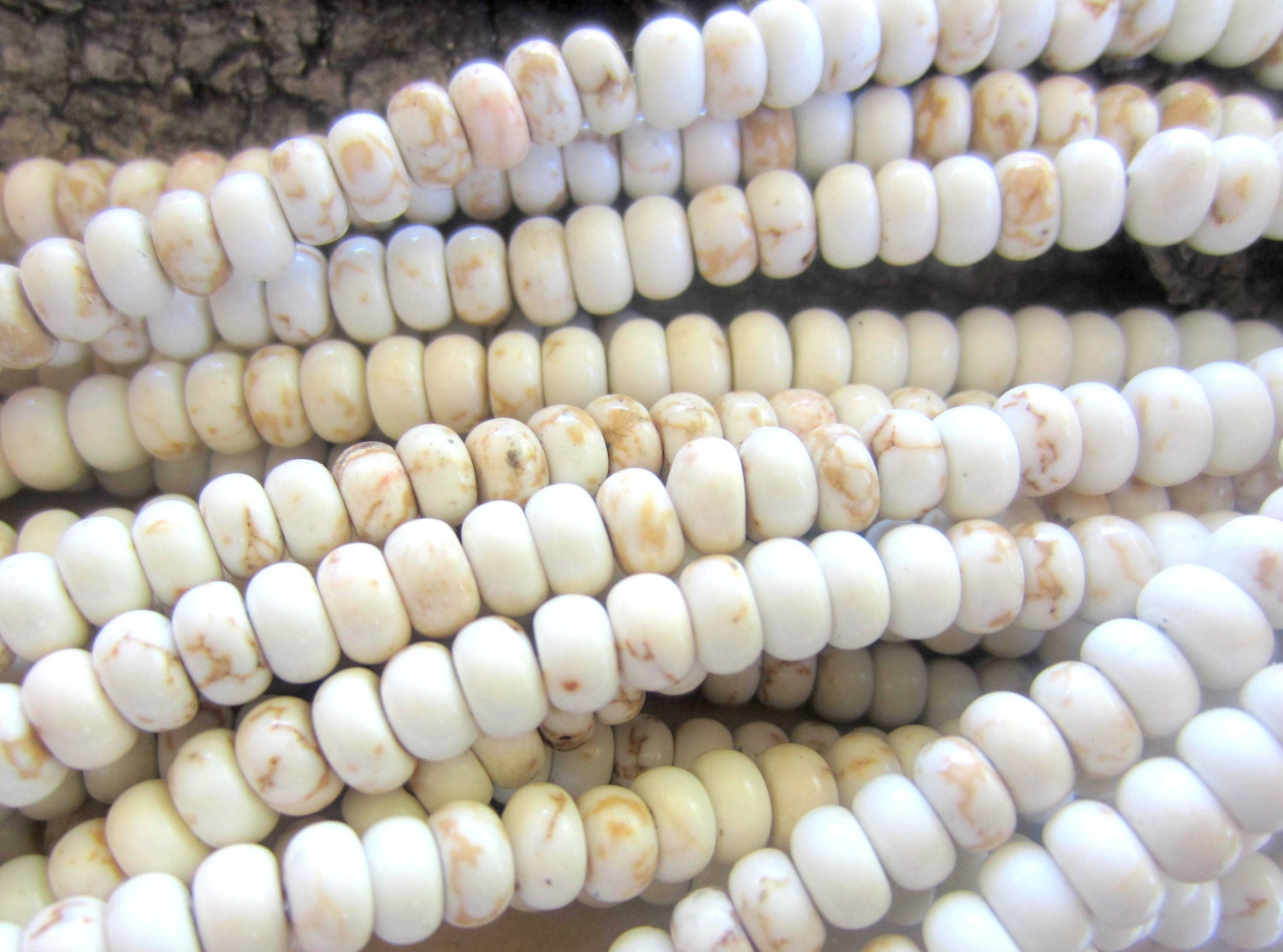 50 White Turquoise beads 6mm x 4mm howlite gemstone rondelles | Etsy