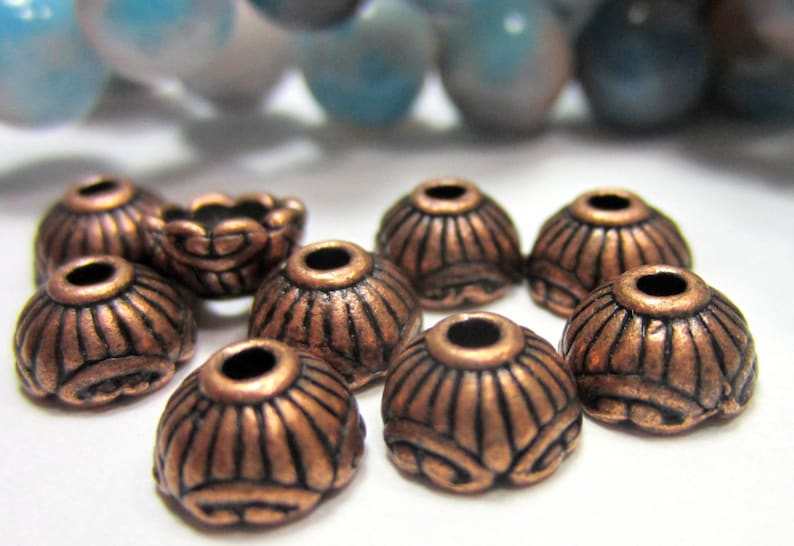 Antique Copper Bead Caps Ethnic Jewelry Beads Necklace Making Supplies ...