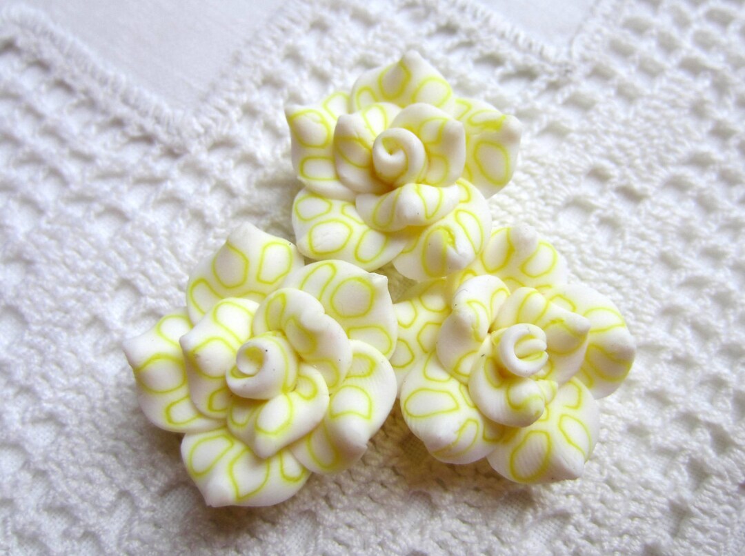 Fimo Yellow Pattern Rose Beads 6 - Etsy