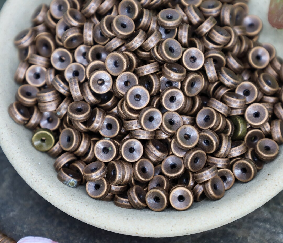 30 Red Copper Disc Spacer Beads, Copper Metal Beads, Copper Spacer ...