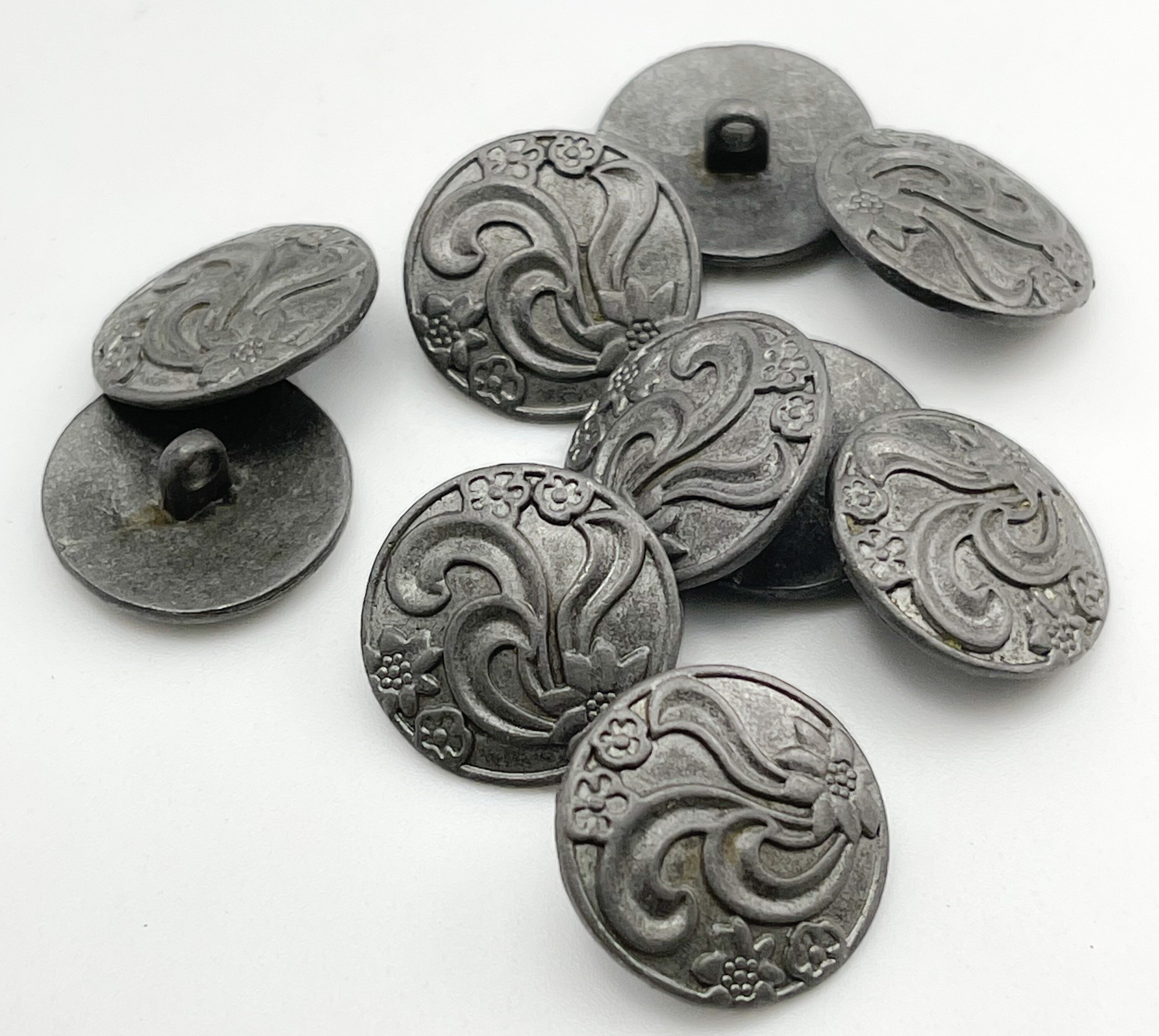 Metal Shank Buttons Antique Silver Dome Engraved Button 20mm - Etsy