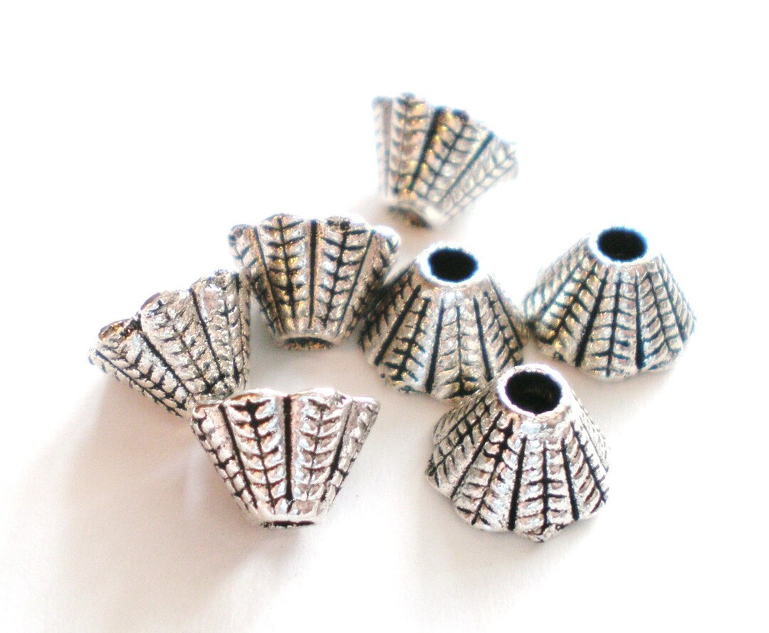 30 Cone Bead Caps Antiqued Silver Metal 8mm 5mm - Etsy