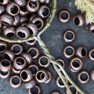Red Copper Connector Circle Beads, Copper Metal Beads, Large Hole Beads ...