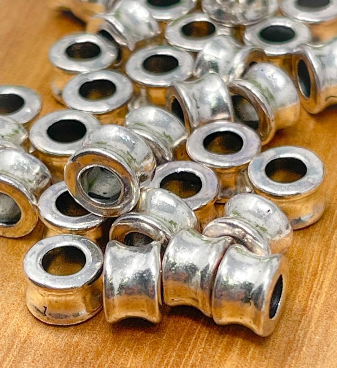 Antique Silver Tibetan Style Large Hole Tube Spacer Beads, Silver ...