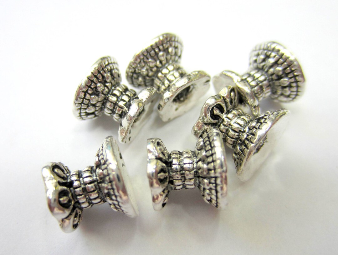 Double Bead Caps Antique Silver Spacer Beads Jewelry Making Bead Caps 9 ...