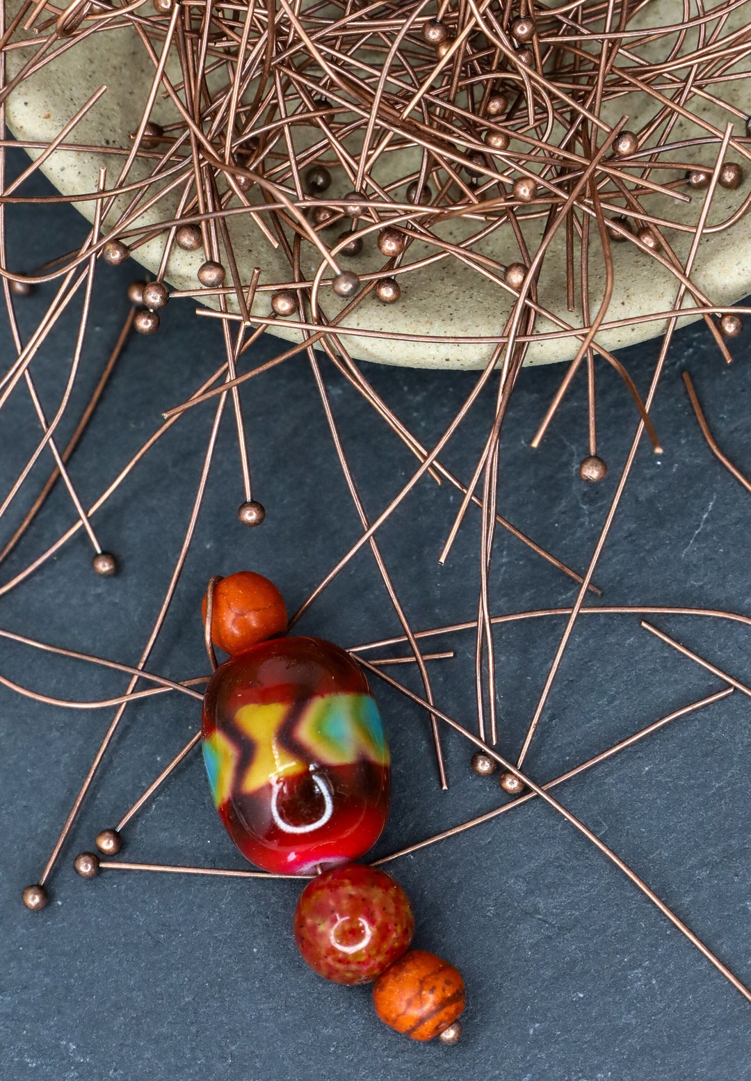 Antique Copper Ball Head Pins - Copper Jewelry Findings - Beadwork ...