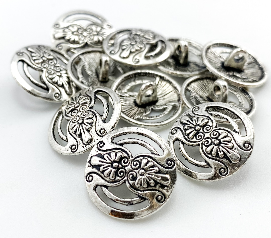 6 Silver Shank Button 18mm - Perfect for Leather Wrap Bracelets ...
