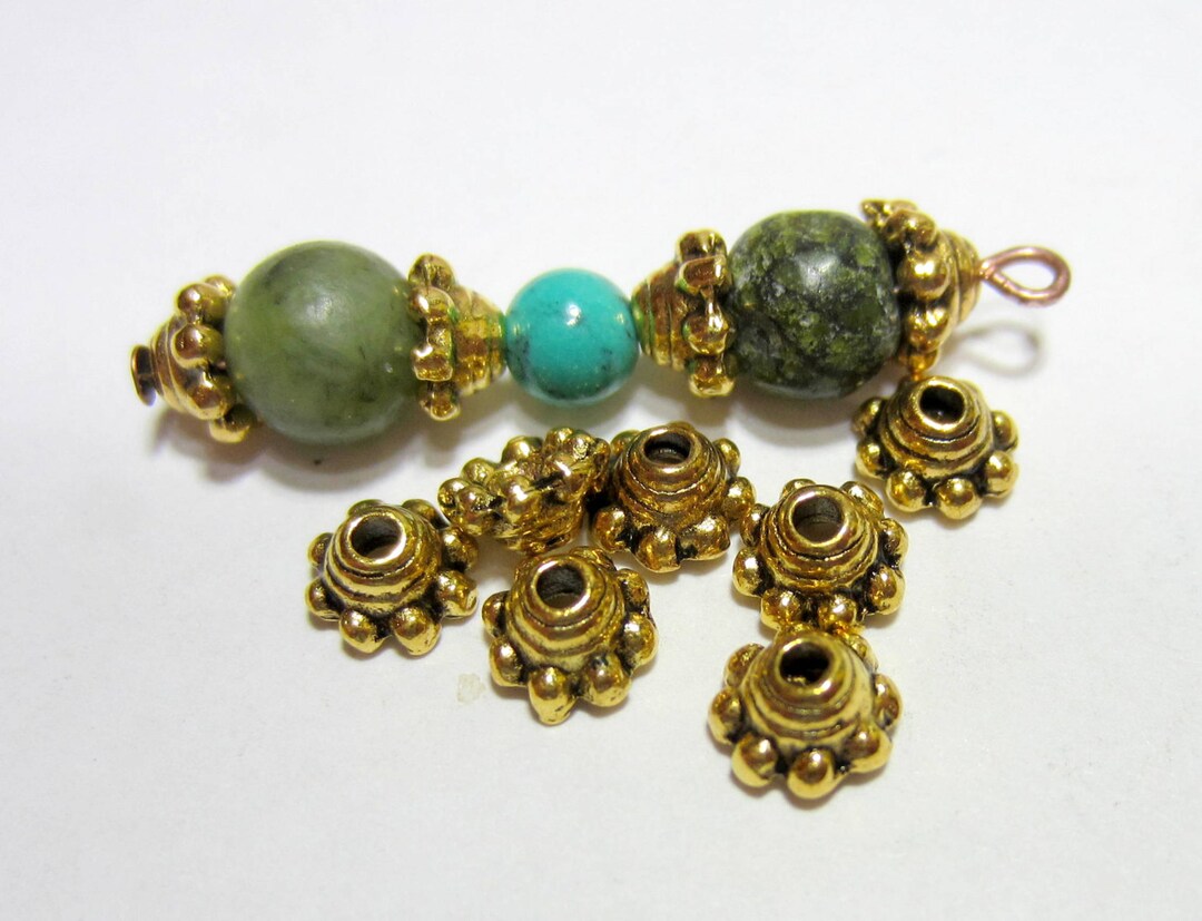 36 Antique Gold Bead Caps Jewelry Making Supplies 5mm X 3mm Bead Caps ...