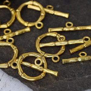 12 Gold T Bar Toggles, Goldbamboo OT Toggle Clasps Connectors for ...