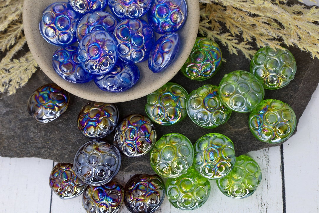 Vibrant Oil Slick Lamp Work Glass Spacer Beads, Rainbow Glass Beads ...
