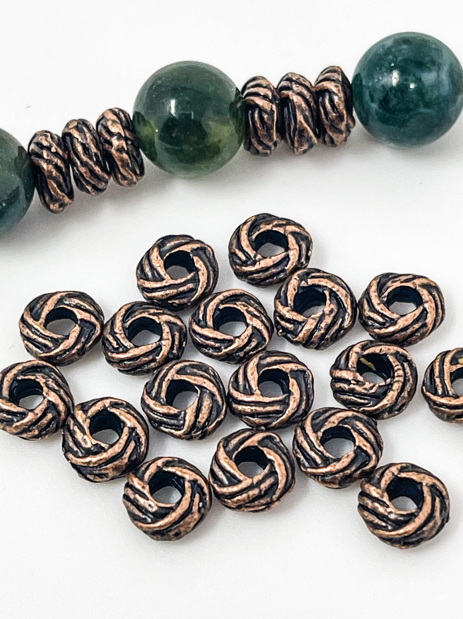 28 Copper Beads Knot Spacers Jewelry Making Supplies 6mm X 3mm Lead ...