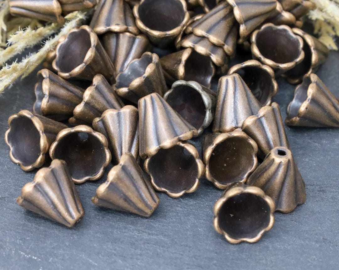 Dark Copper Swirl Bead Caps - Copper Jewelry End Caps - Copper Jewelry ...